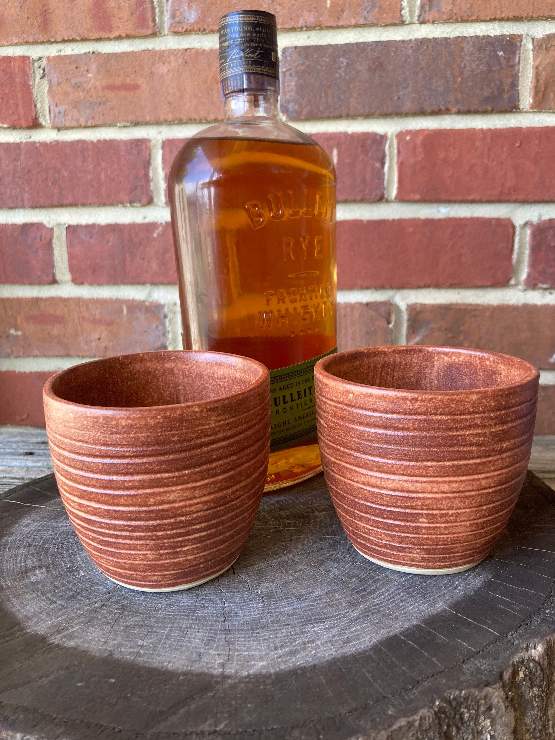 Pair of Stoneware Whiskey Cups - Etsy