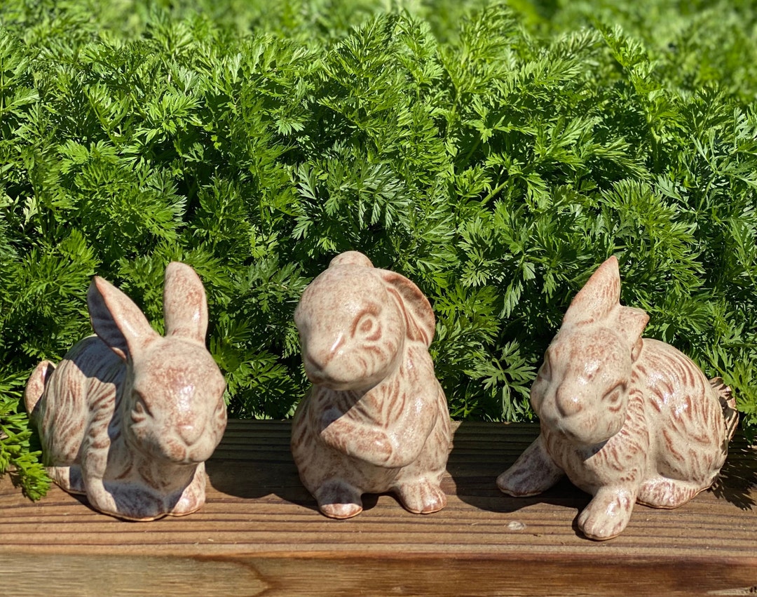 Stoneware Rabbit Trio - Etsy