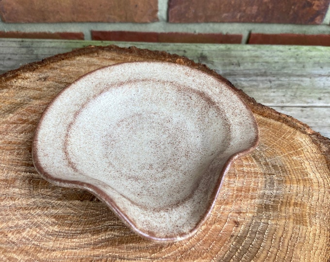 Stoneware Ceramic Spoon Rest in Sea Mist and White Glazes, Clay Spoon ...