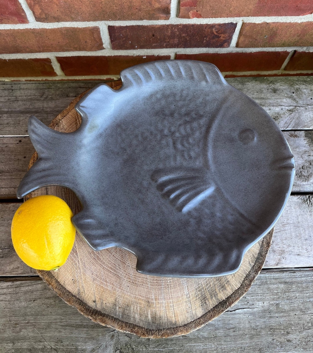 Stoneware Fish Plate - Etsy