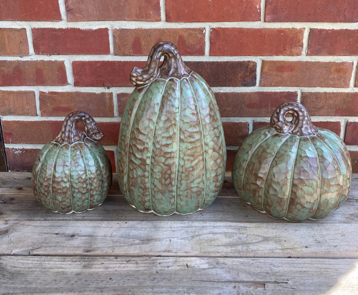 Set of Stoneware Pumpkins - Etsy