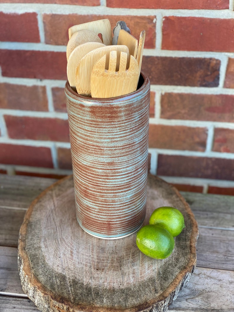 Stoneware Wine Chiller/ Utensil Holder - Etsy