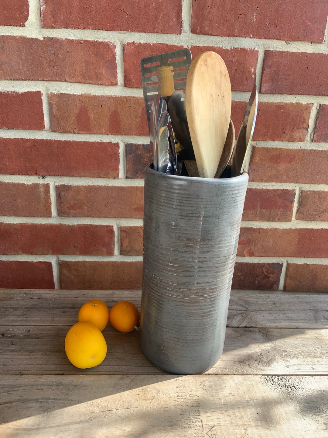 Stoneware Wine Chiller/ Utensil Holder - Etsy