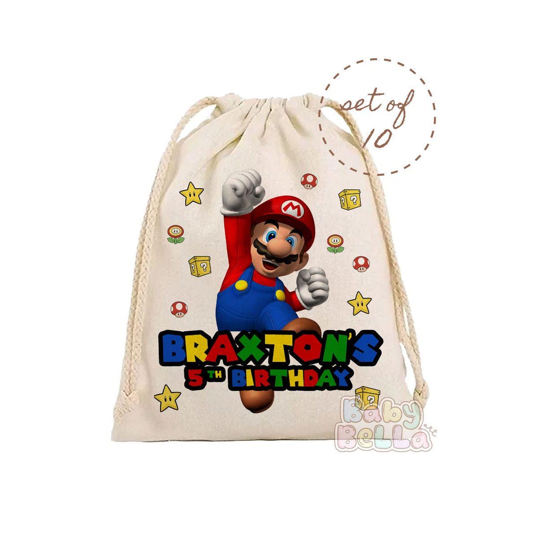 Super Mario Party Favor Bag - Personalized Mario Theme Birthday Goodie ...