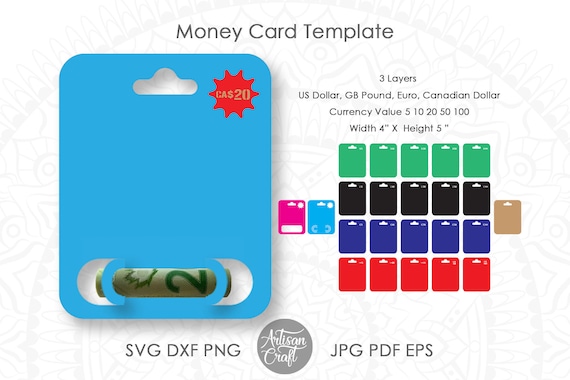 Money Card Template Money Card SVG Lip Balm Pouch Money - Etsy