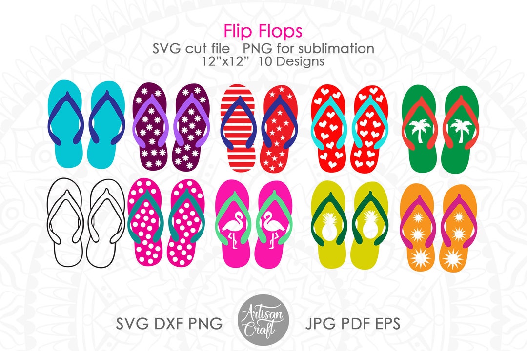 Flip Flops SVG, Flip Flops Clipart, Sandals SVG, Sublimation Designs ...