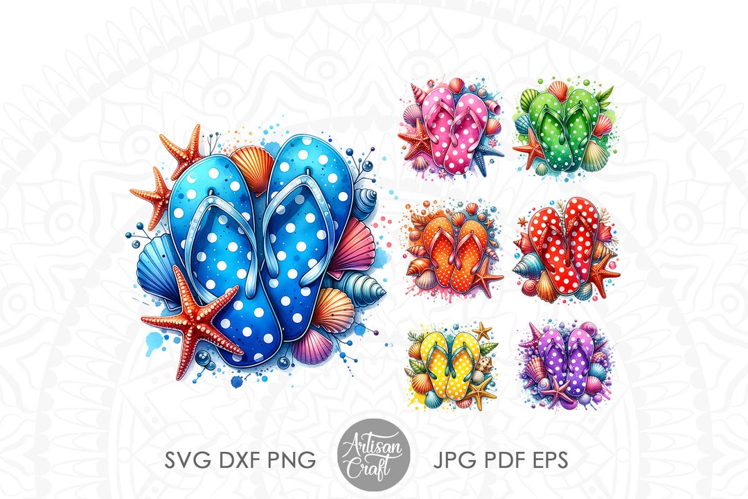 Flip Flops PNG, Polka Dots, Sea Shell Clip Art, Starfish PNG, Beach ...