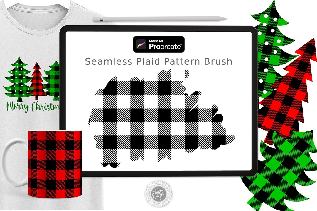 Plaid Procreate Brush, Seamless Pattern Brush, Plaid Seamless Pattern ...