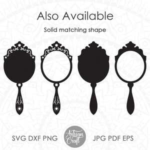 Hand Held Mirror SVG Laser Cut Files: Monogram Clipart (digital ...