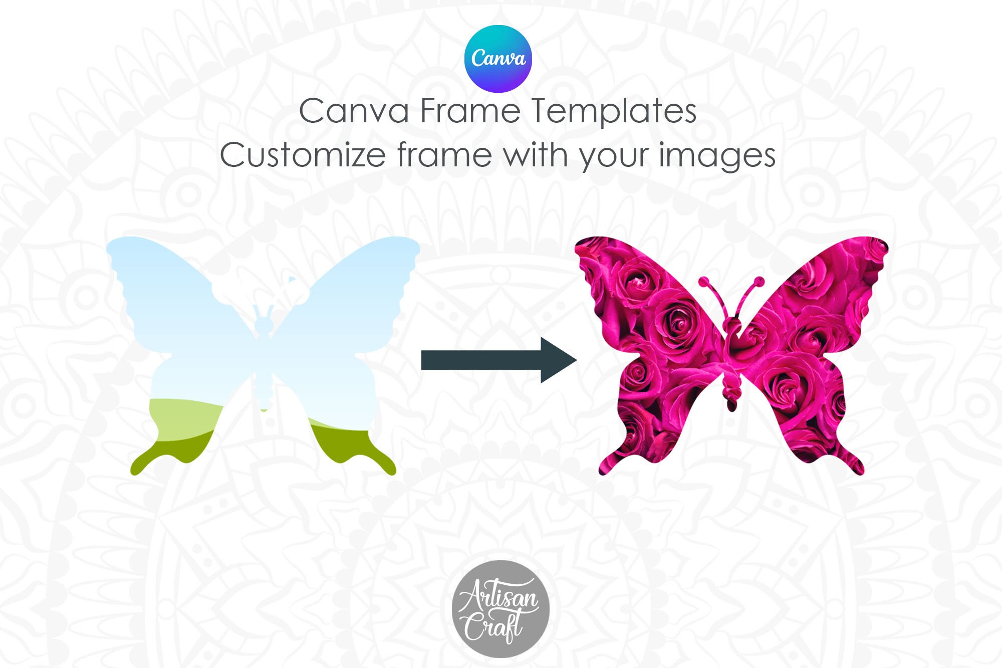 Butterfly Canva Frame Template: Print & Sublimation Designs (digital ...