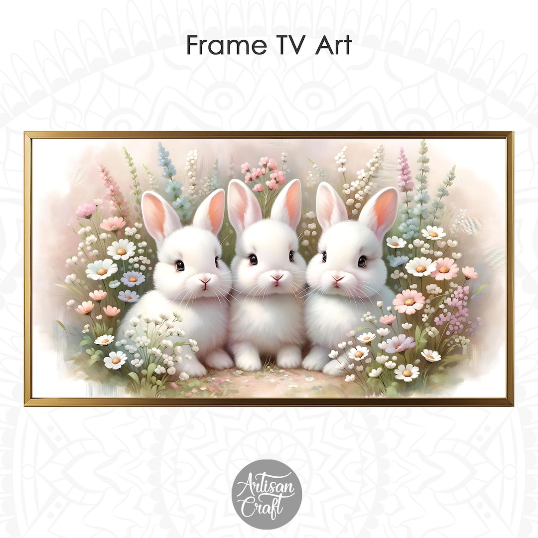 Easter Bunny Frame TV Art, Wildflower Painting, TV Art, TV Screensaver ...