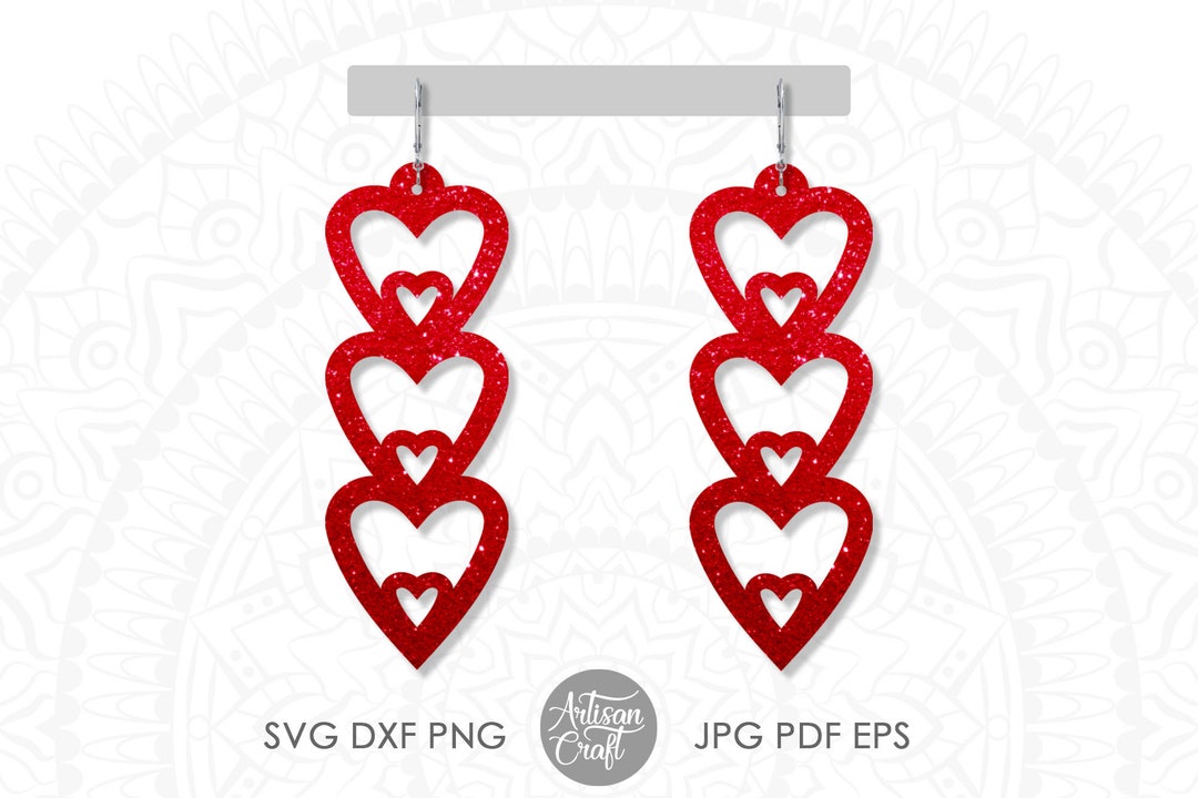 Heart Earring, SVG, Cut File, Valentines Earring Svg, Heart Tear Drop ...