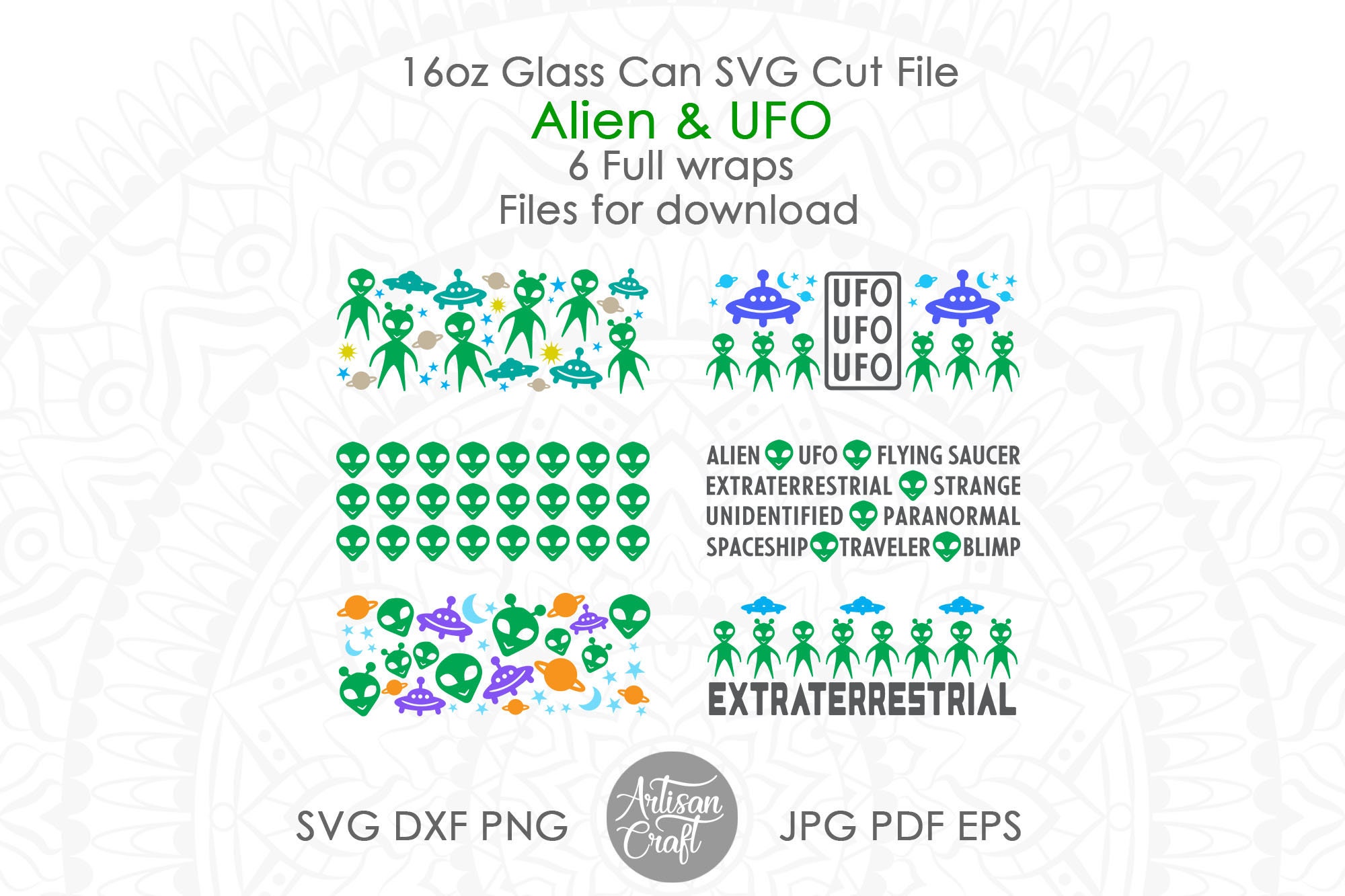 Alien UFO SVG 16 Oz Can Glass Wrap Can Glass SVG Beer Glass | Etsy