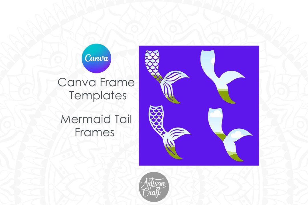 Canva Frame, Mermaid Tail Frame, Canva Template, Fish Scales - Etsy