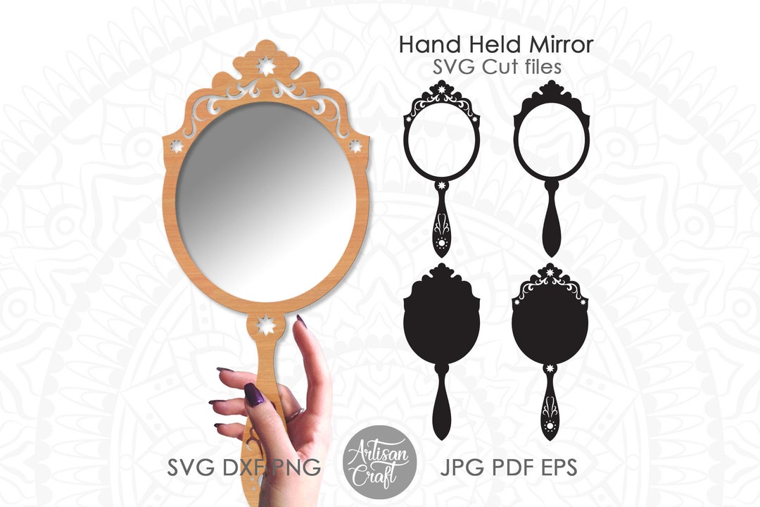 Hand Held Mirror SVG Laser Cut Files: Monogram Clipart (digital ...