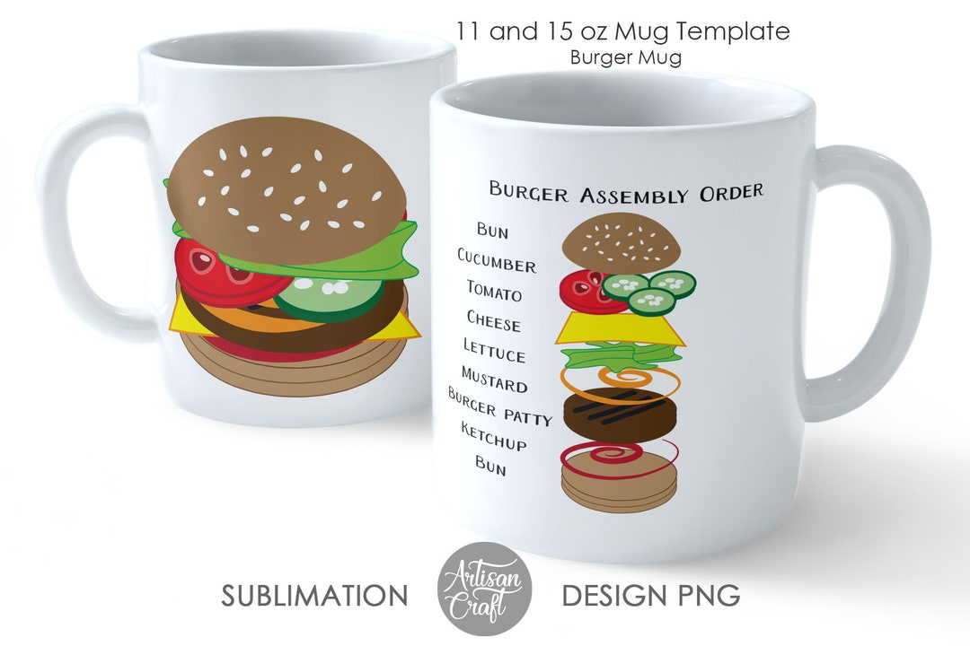 Burger Mug Burger Assembly Recipe Mug Burger Art - Etsy