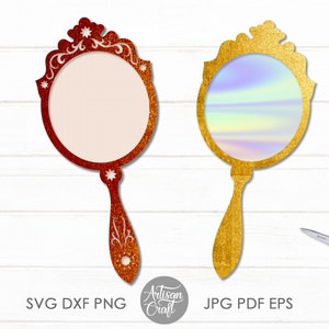 Hand Held Mirror SVG Laser Cut Files: Monogram Clipart (digital ...