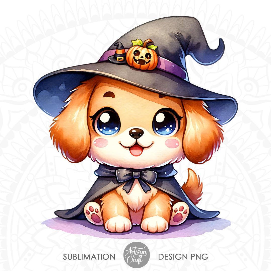 Halloween Dog Clip Art, Halloween Puppy, Watercolor Clipart, PNG for ...