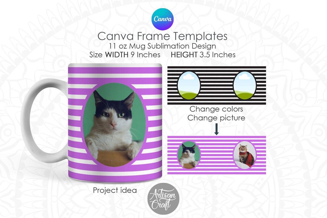 Canva Mug Template Photo Mug Design Canva Frames Stripe - Etsy