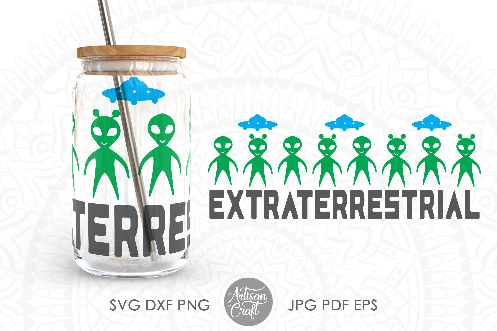 Alien UFO SVG 16 Oz Can Glass Wrap Can Glass SVG Beer Glass | Etsy