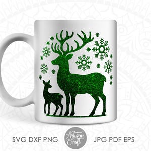 Christmas Reindeer SVG, Cut Files, Reindeer Silhouette SVG, Christmas ...