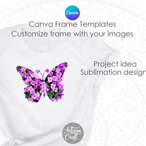 Butterfly Canva Frame Template: Print & Sublimation Designs (digital ...