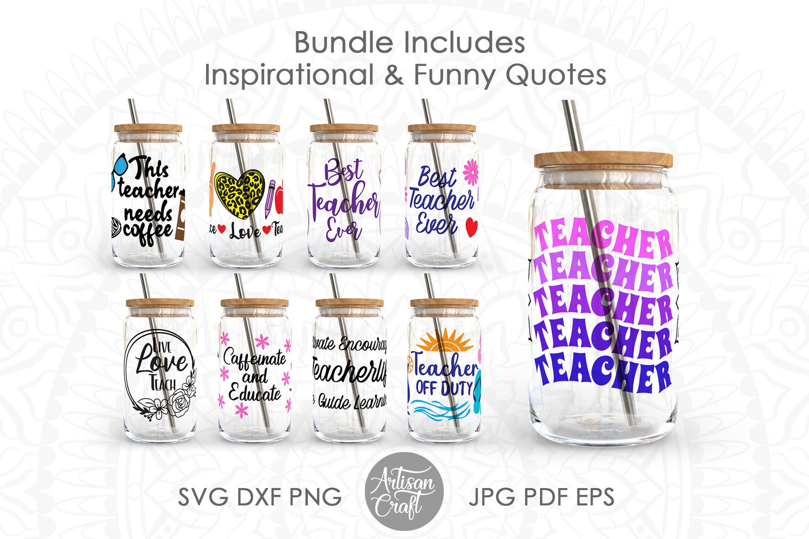Teacher Can Glass SVG Teacher Svg Png Apple Monogram - Etsy
