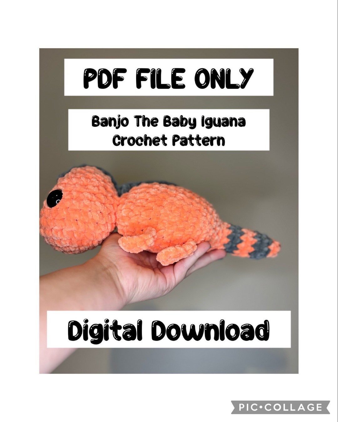 PDF ONLY Banjo the Baby Iguana Crochet Pattern - Etsy