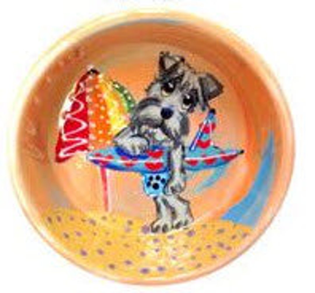 Schnauzer Custom Personalized Ceramic Dog Bowls | Handmade Painted ...
