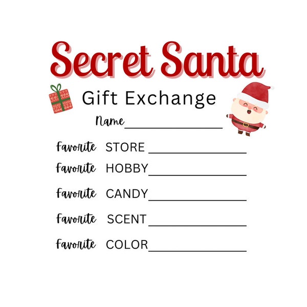 Secret Santa List - Etsy