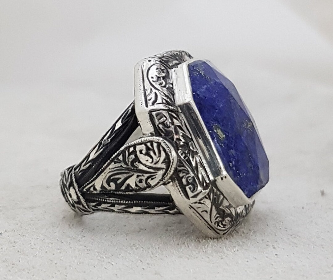 Unique Mens Gemstone Rings for Men Ring Lapis Lazuli Handmade - Etsy