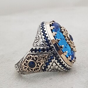 Aquamarine Stone Men's Ring Man's Blue Stone Ring - Etsy