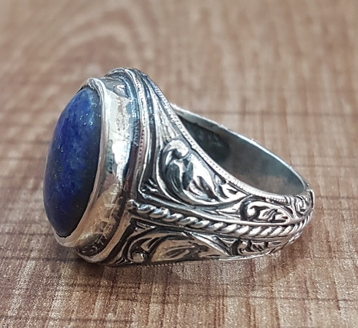 Unique Mens Gemstone Rings for Men Ring Lapis Lazuli Handmade | Etsy