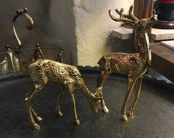 Vintage Brass Deer...pair of Mid Century Modern Brass Deer. | Etsy