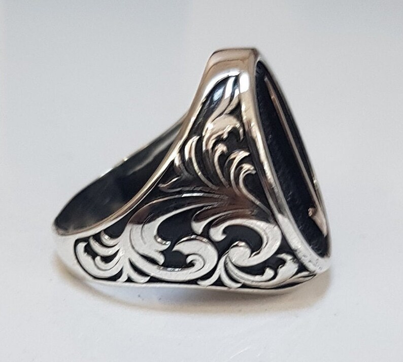 Islamic Calligraphy Rings Mens Rings Engraved Arabic Elif | Etsy