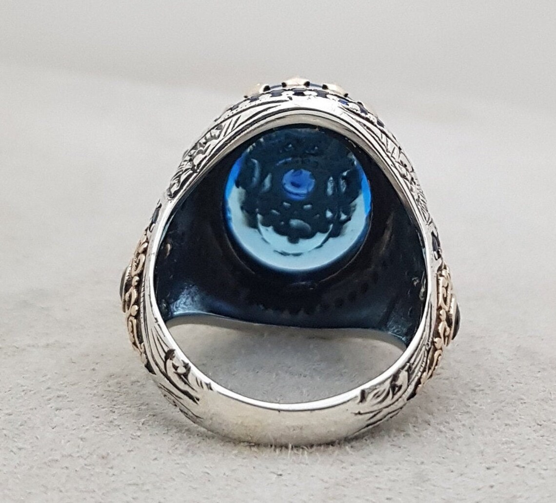 Aquamarine Stone Men's Ring Man's Blue Stone Ring - Etsy