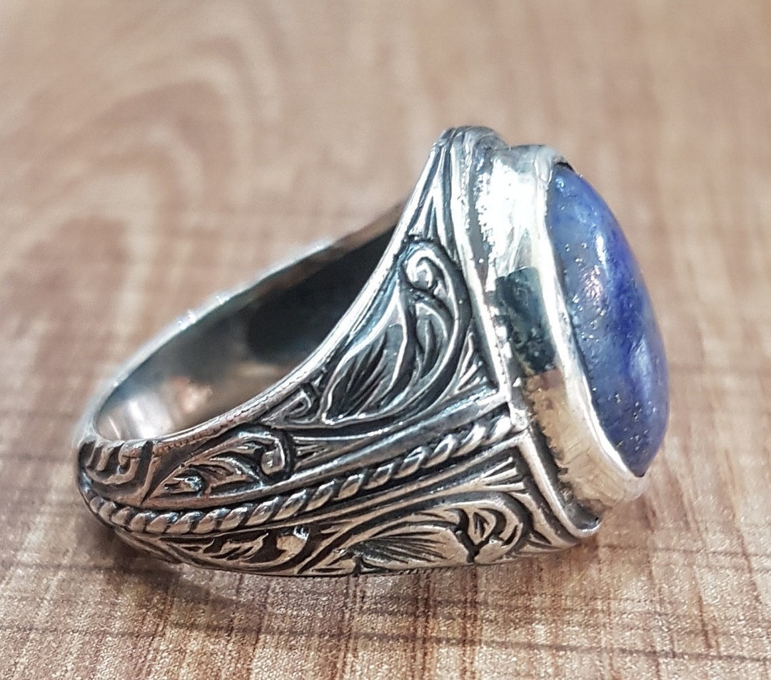 Unique Mens Gemstone Rings for Men Ring Lapis Lazuli Handmade - Etsy