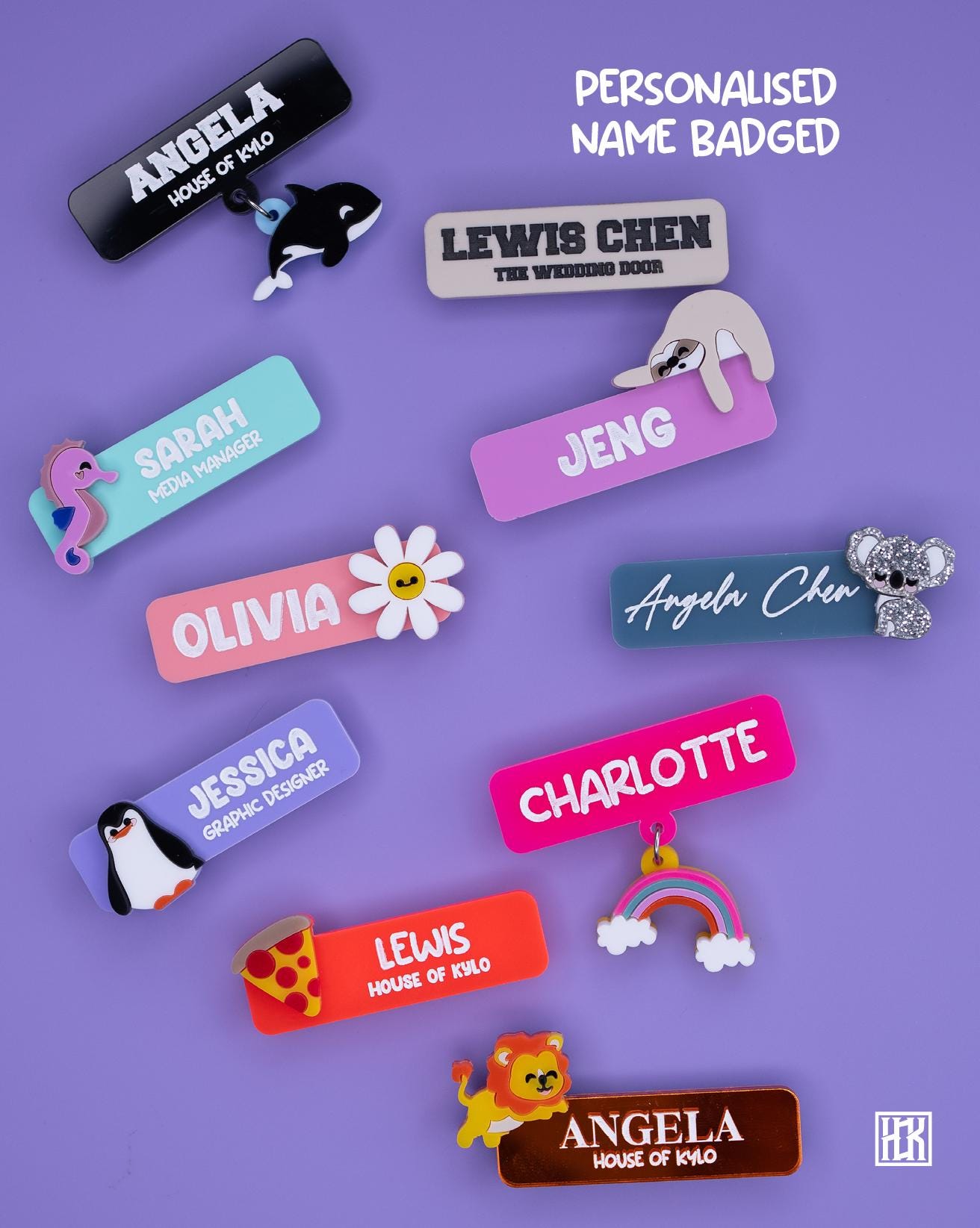 Custom Acrylic Name Badge With Charm: Personalized Job Title Tag - Etsy