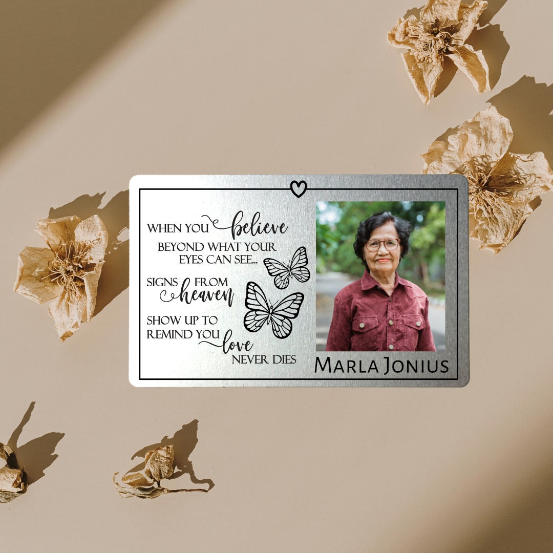 Personalised Photo Wallet Card Keepsake Aluminium Photo Memorial Wallet ...