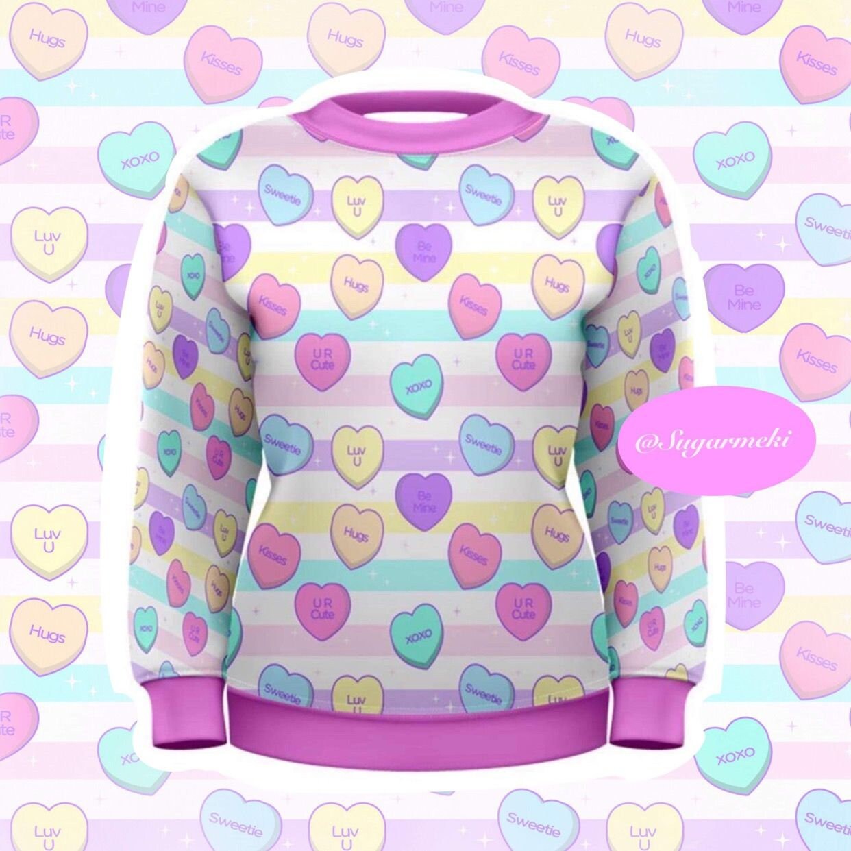 Pastel Rainbow Conversation Heart Sweater | Etsy