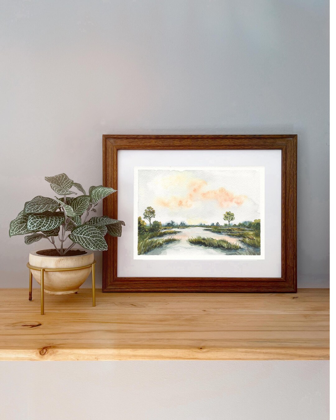 Original Watercolor Landscape - 5x7 - Soft Neutral Coastal Marsh - Etsy