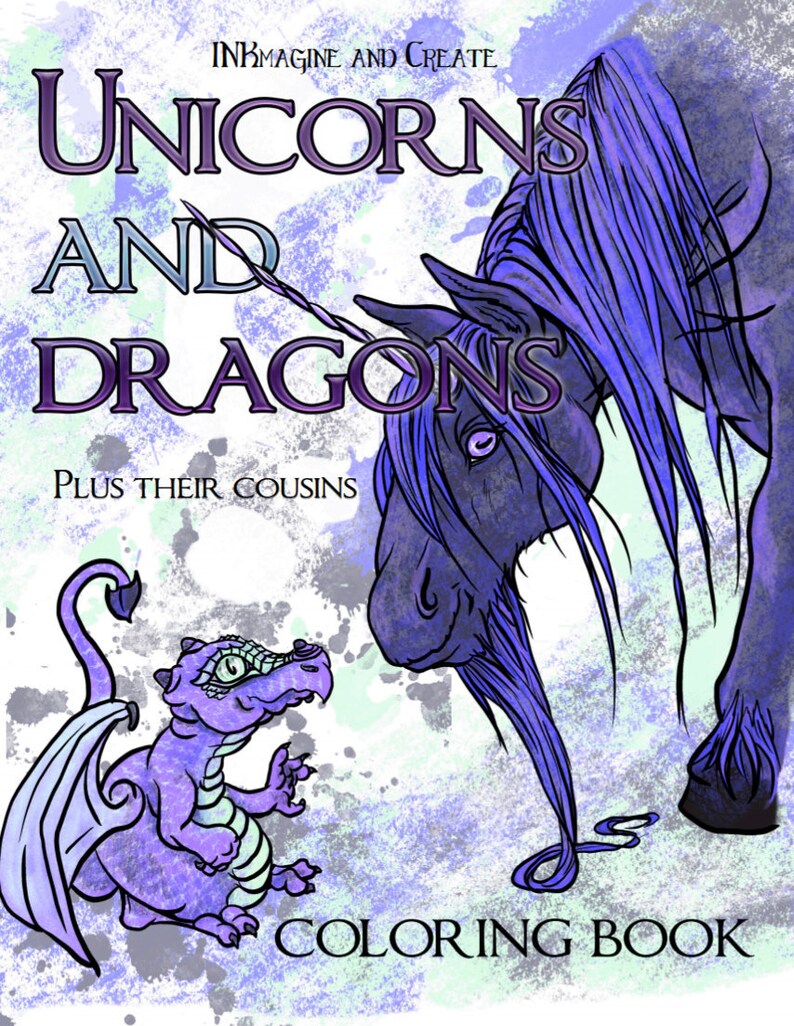 Printable Unicorns and Dragons Fantasy Coloring Book - Etsy