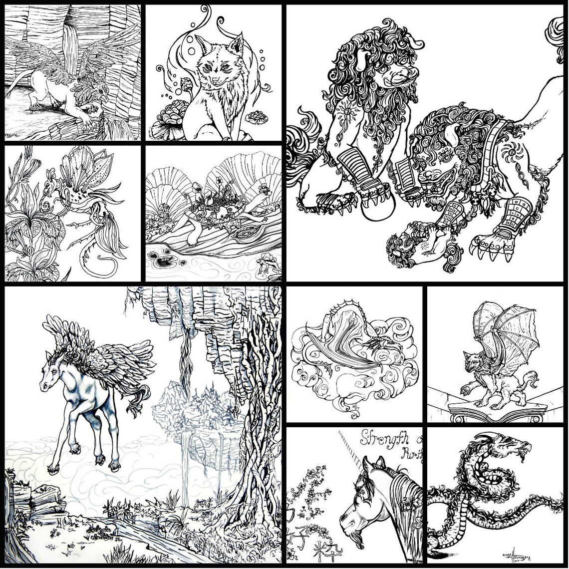Printable Coloring Pages: Mythical Collection 1 - Etsy