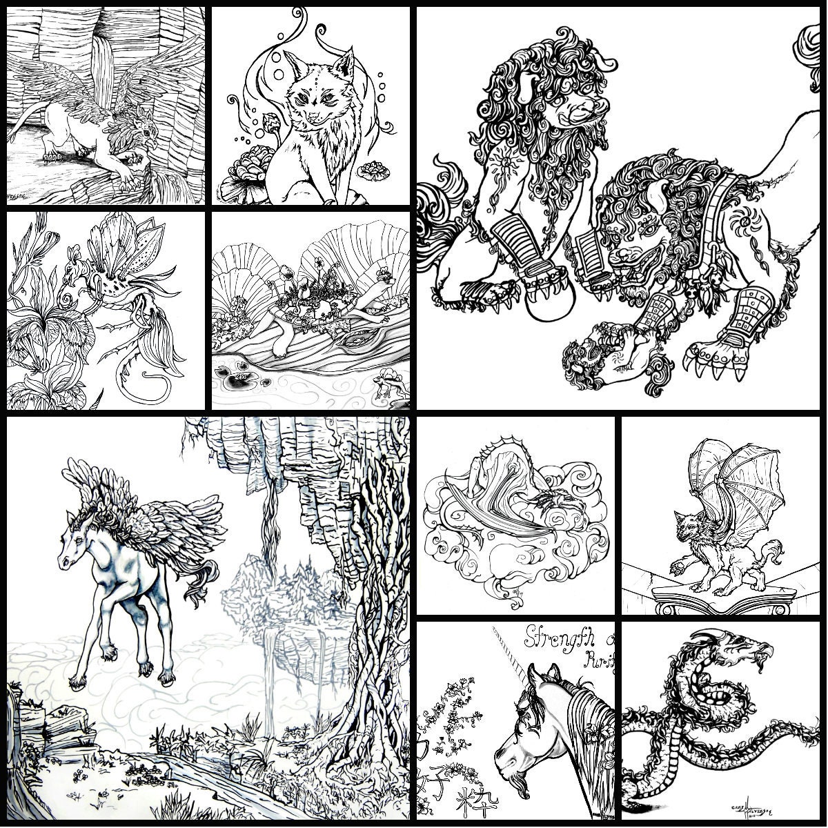 Printable Coloring Pages: Mythical Collection 1 - Etsy