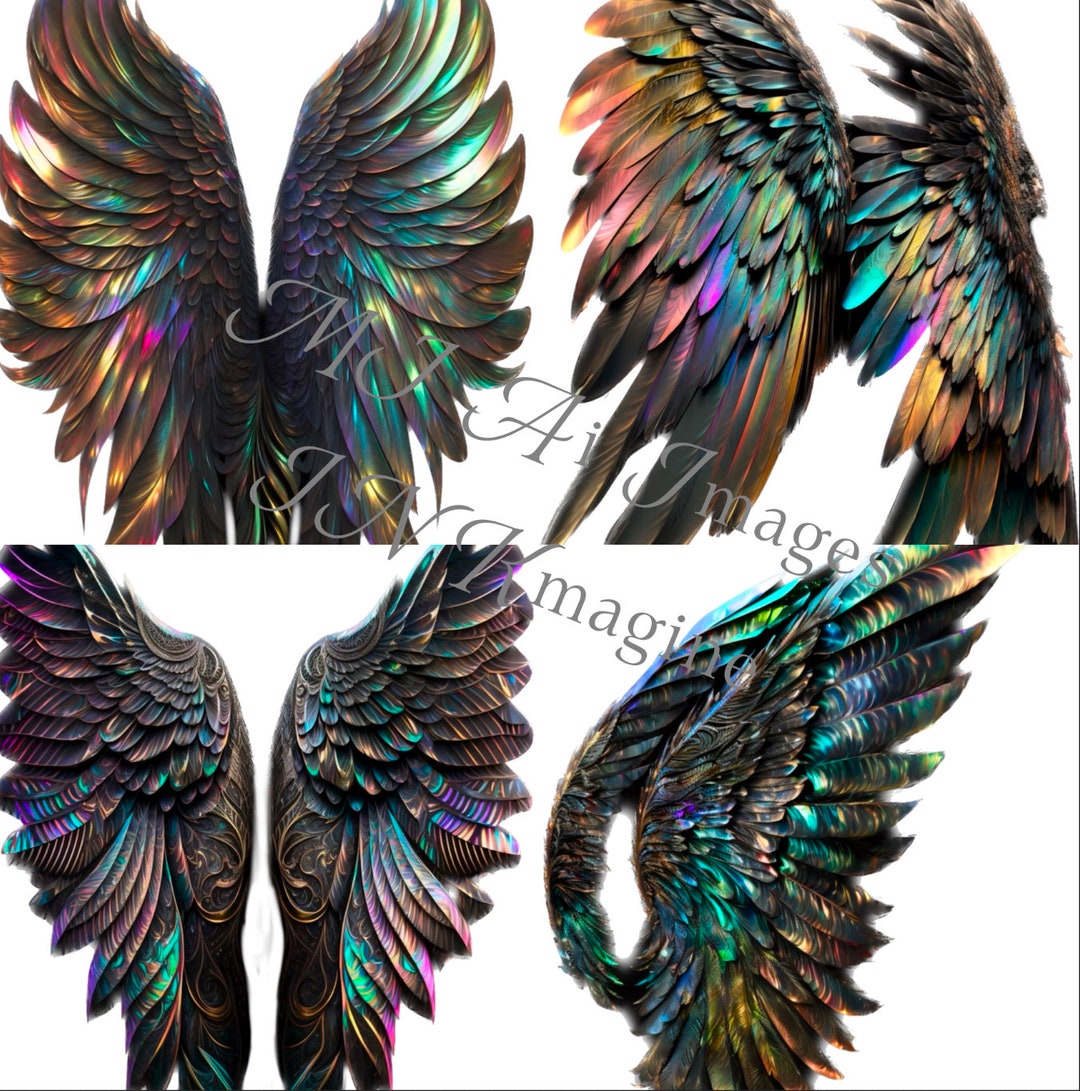 Iridescent Raven Angel Wing: Digital Stock Png Images for - Etsy
