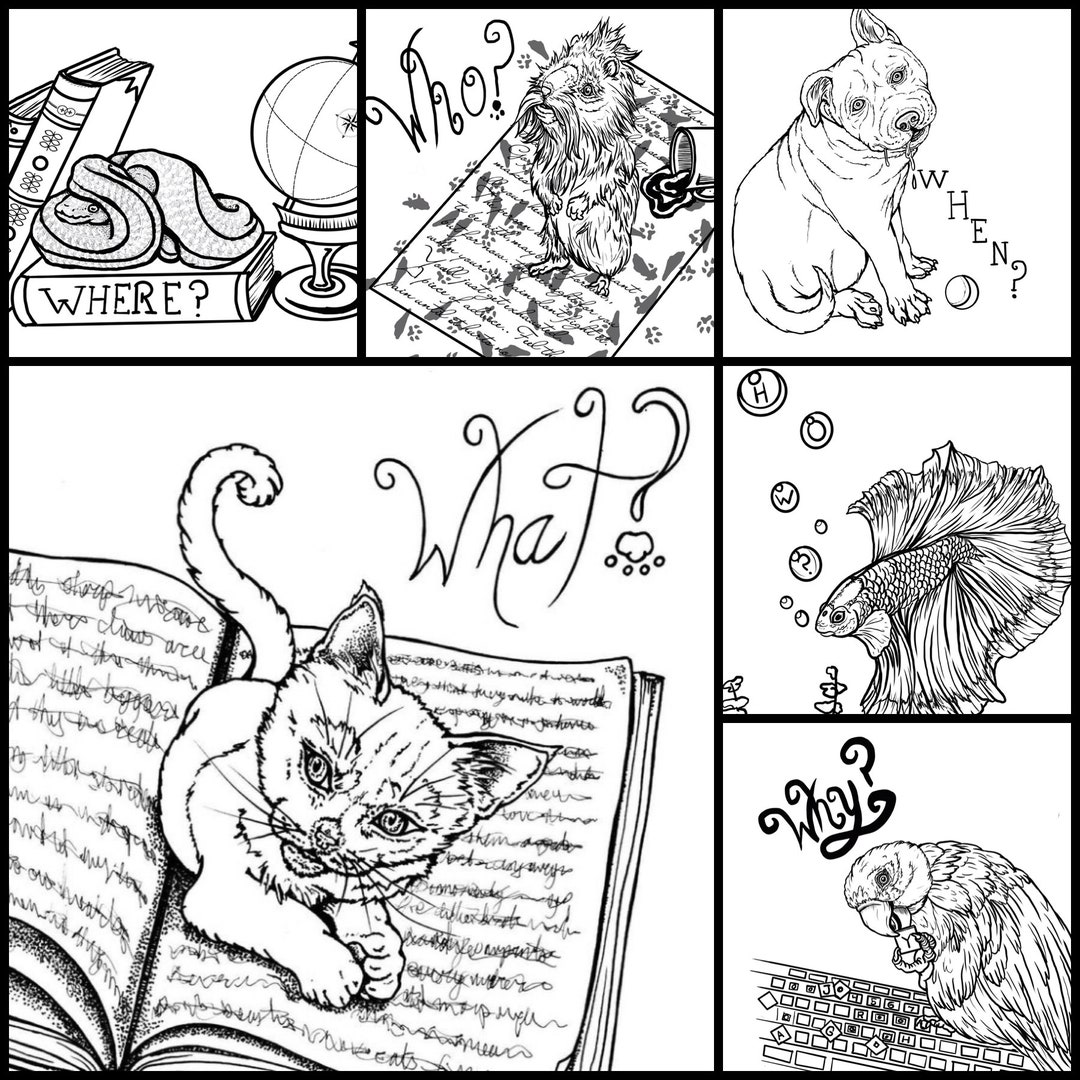Printable Coloring Pages: Writing Companions - Etsy