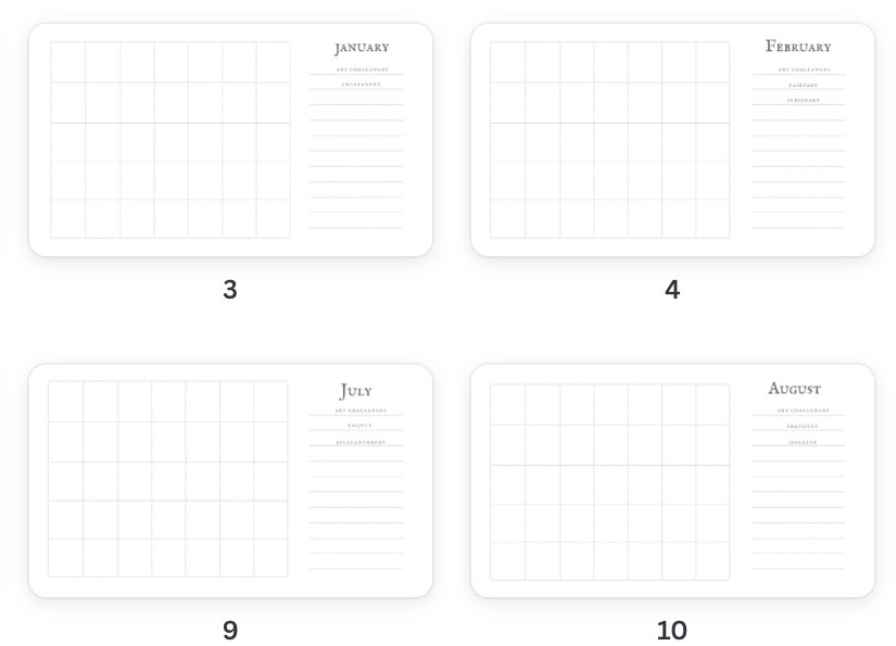 Printable Art Challenge Calendar Thumbnail Sketchbook - Etsy