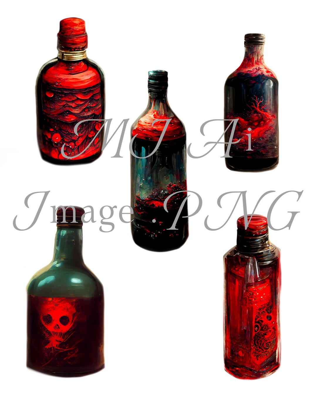 Red Potions Bottles: Digital Stock Png Images for Photo - Etsy