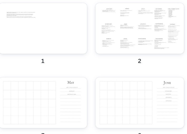 Printable Art Challenge Calendar Thumbnail Sketchbook - Etsy