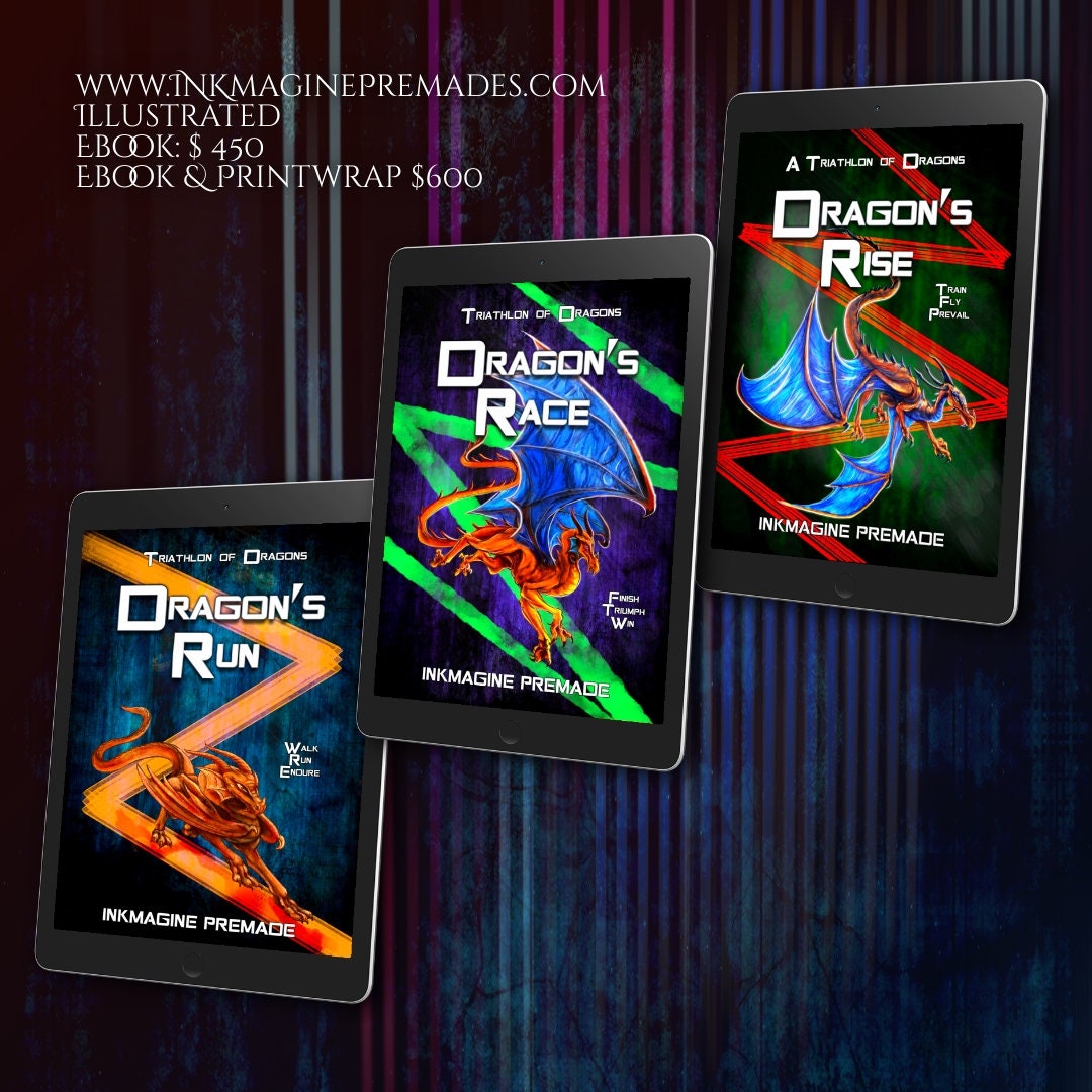 Illustrated Premade Dragons Book Cover Set of Three - Etsy